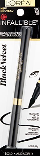 L'Oréal Paris Infallible Black Velvet Liquid Eyeliner, Black, 0.056 oz. (Packaging May Vary)