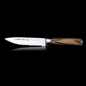 Schmidt Brothers - Zebra Wood 4-Piece Jumbo Steak Knife Set, High-Carbon German Stainless Steel Cutlery in a Wood Gift Box