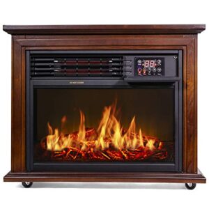 XtremepowerUS Electric Fireplace Heater Infrared Quartz w/Timer, Remote Controller Built-in Wheel, 1500W