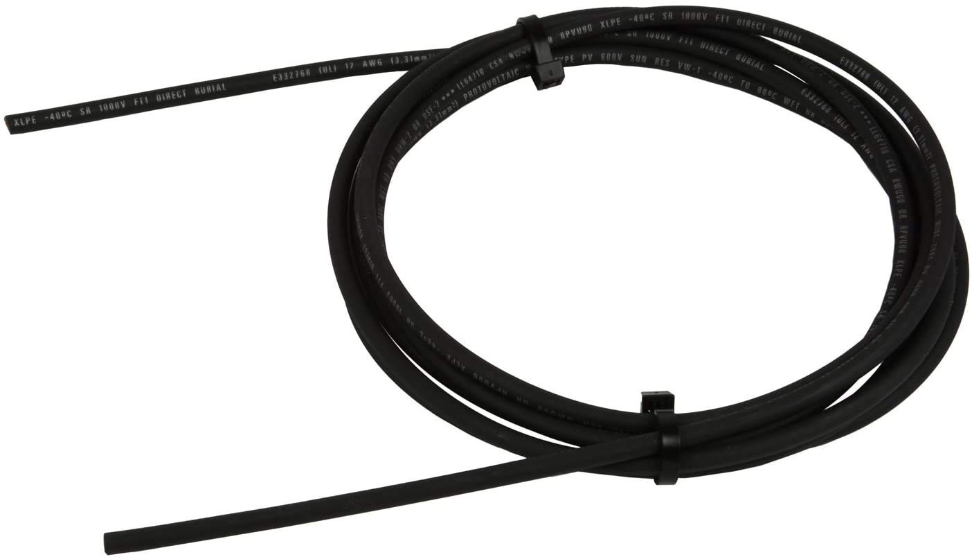 TEMCo 12 AWG/Gauge Solar Cable - Made in The USA 10 Feet Black (Variety of Lengths Available)