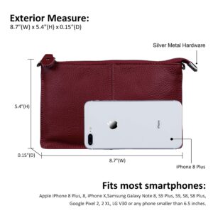 befen Women's Smartphone Leather Wristlet Crossbody Wallet Clutch with Crossbody Strap/Wrist Strap - Fit iPhone 15 Pro Max - Jester Red