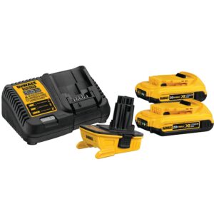 dewalt 20v max battery adapter kit, 18v to 20v, 2 batteries and charger included (dca2203c)