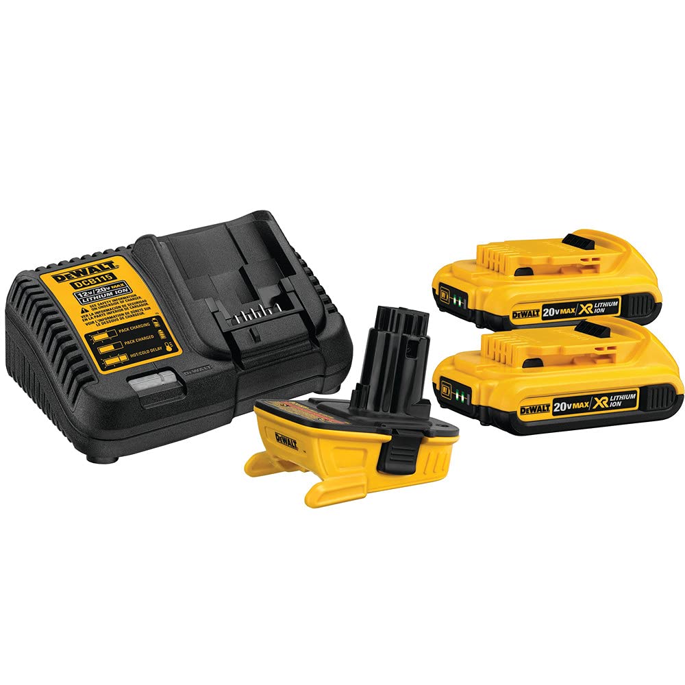 DEWALT 20V MAX Battery Adapter Kit, 18V to 20V, 2 Batteries and Charger Included (DCA2203C)