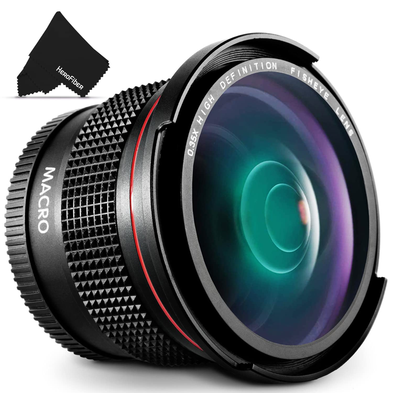 58mm Fisheye Lens for Canon Rebel T8i T7 T7i T6i T6S T6 T5i T5 T4i T3i T2i SL3 SL2 EOS 90D 80D 77D 70D 60D 760D 750D DSLR Camera, includes ultra soft cleaning cloth. Fisheye Lens for Underwater Photos