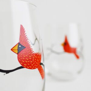 Cardinal Stemless Wine Glassware - Set of 2 Christmas Glasses