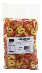 dr. snack gummy candy, peach rings, 5 pound