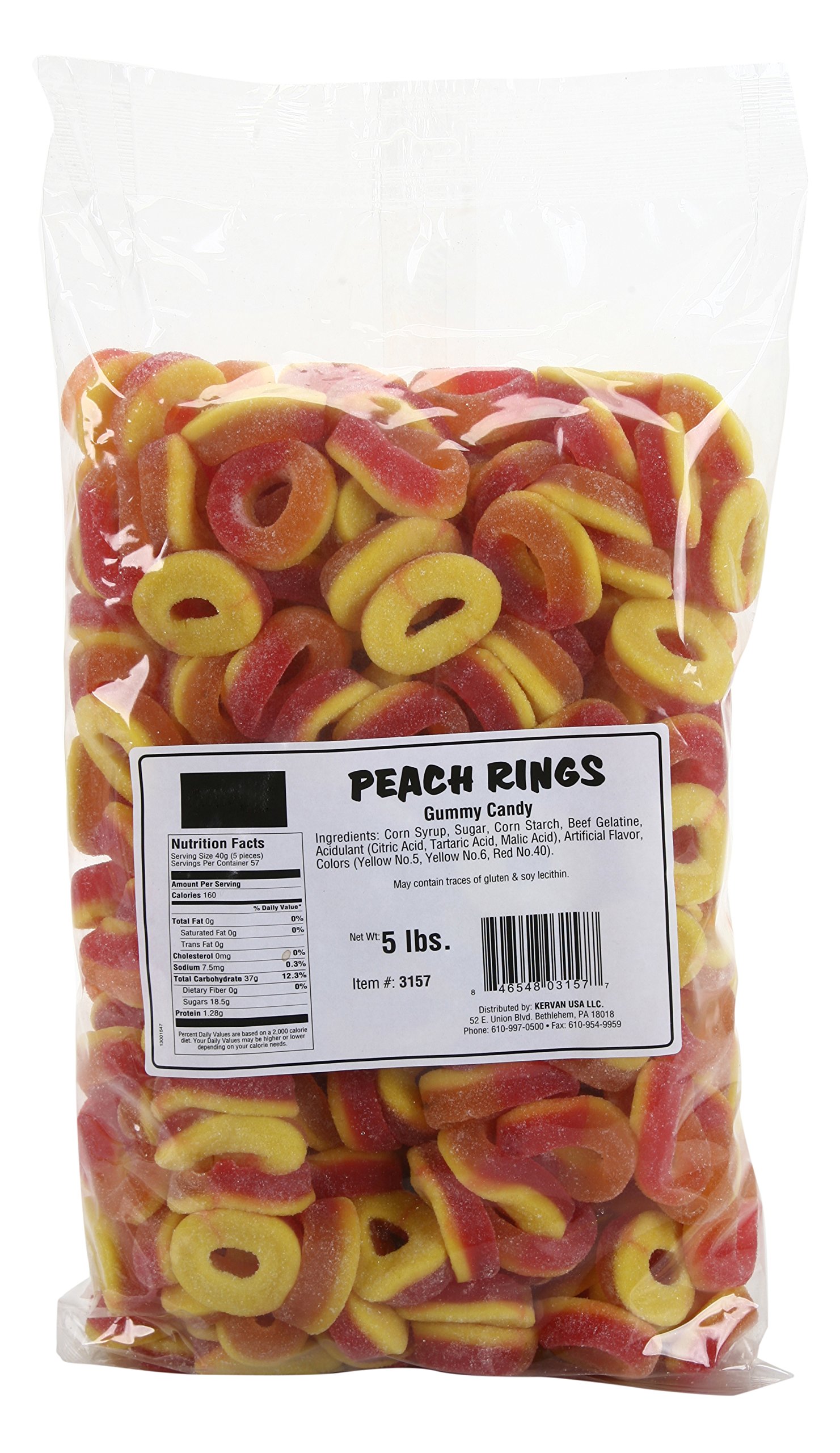 Dr. Snack Gummy Candy, Peach Rings, 5 Pound