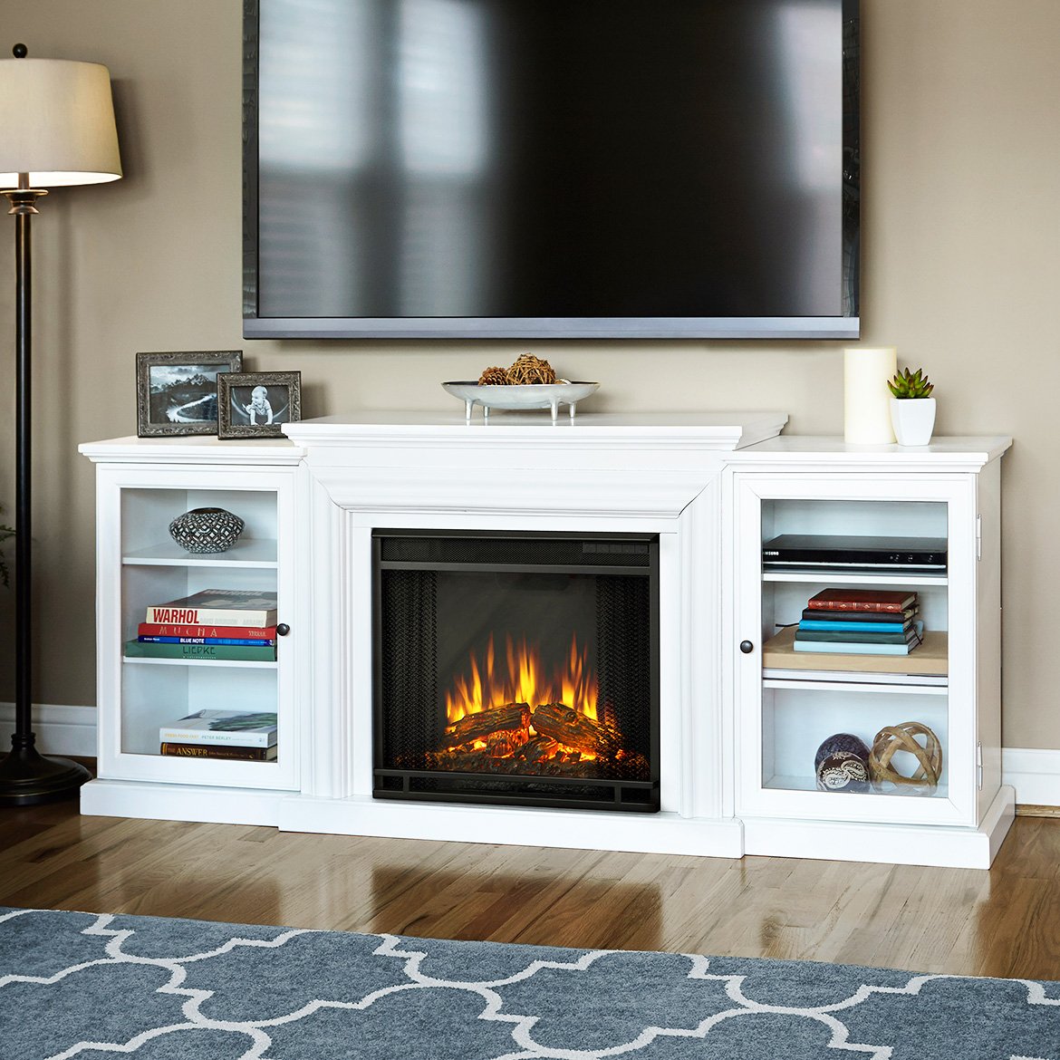 Real Flame Frederick Medial Electric Media Fireplace, Large, White