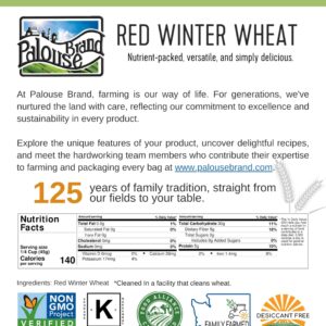 Hard Red Winter Wheat Berries | 5 LBS | Family Farmed in Washington State | Non-GMO Project Verified | 100% Non-Irradiated | Certified Kosher Parve | Field Traced | Burlap Bag