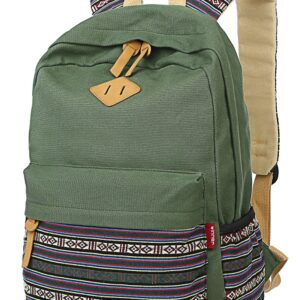 mygreen Casual Style Lightweight Canvas Backpack School Bag Travel Daypack Army Green