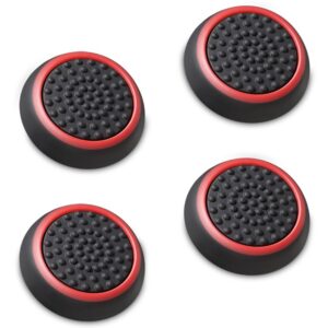 fosmon (set of 4) analog stick joystick controller performance thumb grips compatible with ps5, ps4, xbox one, xbox series x/s compatible with nintendo switch pro (black/red)