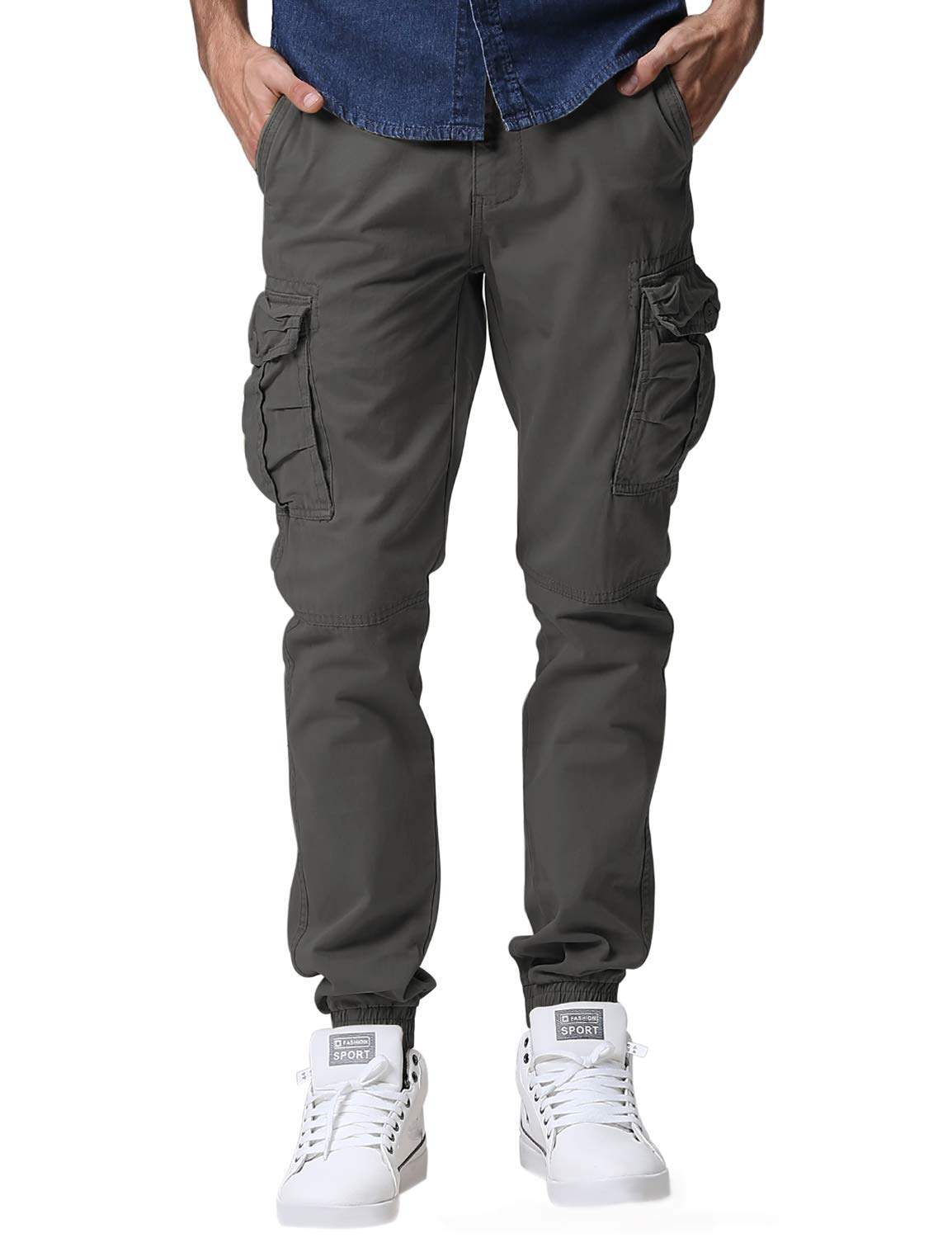 Match Men's Regular Fit Chino Jogger Cargo Pant (36W x 33L, 6539 Army Gray)