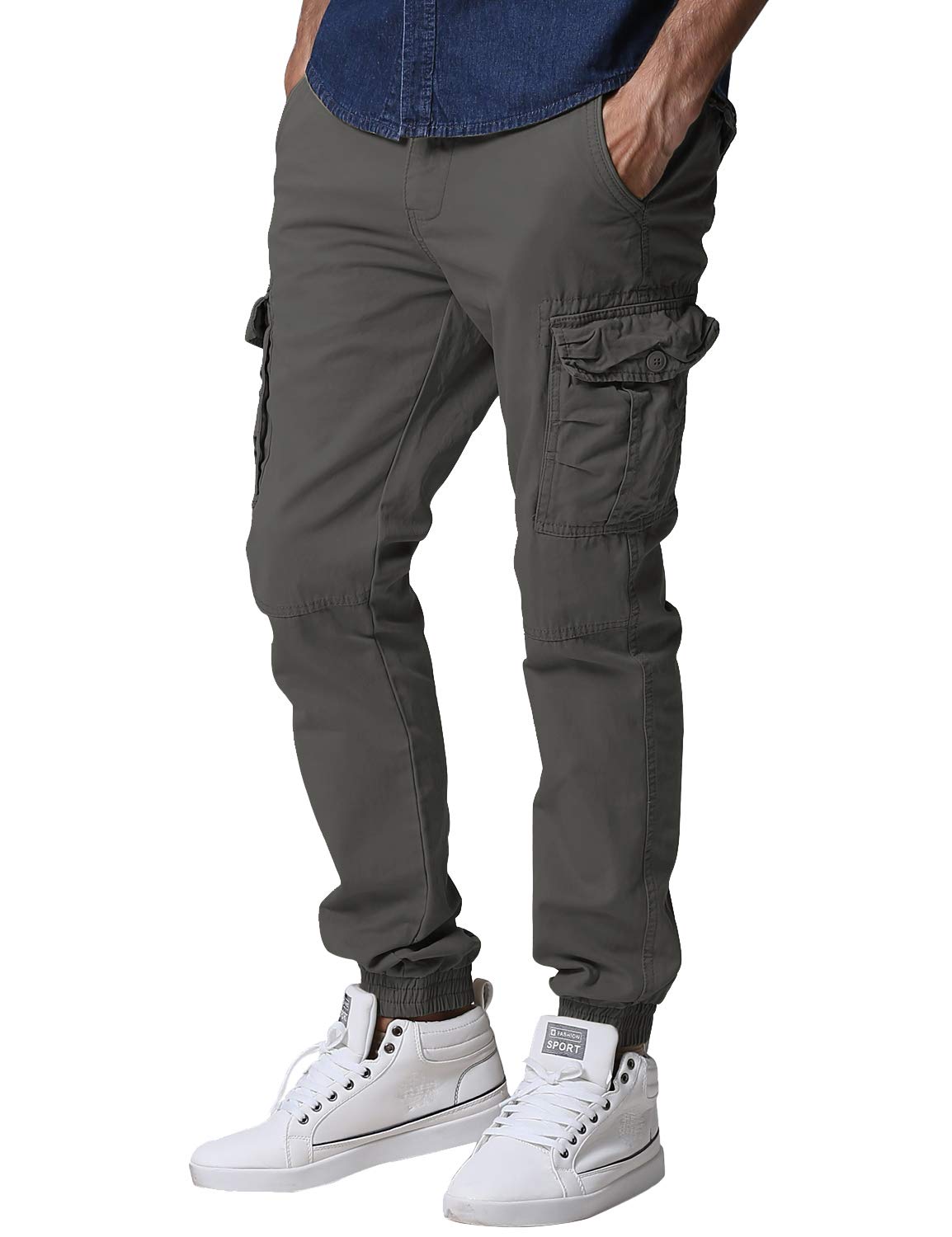 Match Men's Regular Fit Chino Jogger Cargo Pant (36W x 33L, 6539 Army Gray)