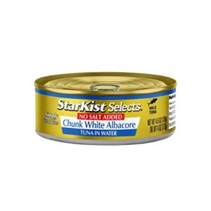 starkist selects no salt added chunk white albacore tuna in water - 4.5 oz can (pack of 12)