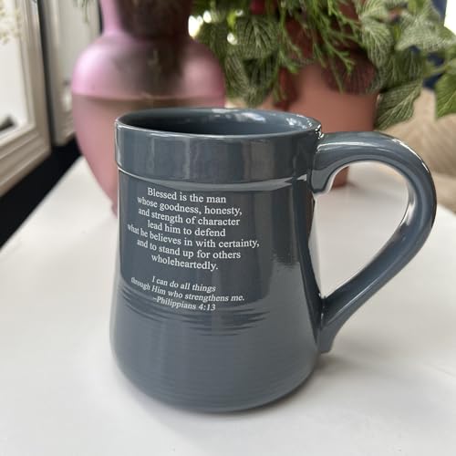 Abbey Gift (Abbey & CA Gift Man of Strength Pottery Mug, Grey, 20 oz, 1 Count (Pack of 1), Gray