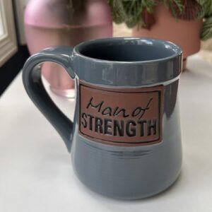 Abbey Gift (Abbey & CA Gift Man of Strength Pottery Mug, Grey, 20 oz, 1 Count (Pack of 1), Gray