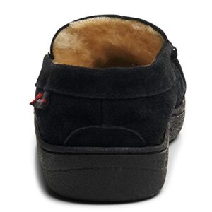 Alpine Swiss Yukon Mens Suede Shearling Slip On Moccasin Slippers Black 7 M US