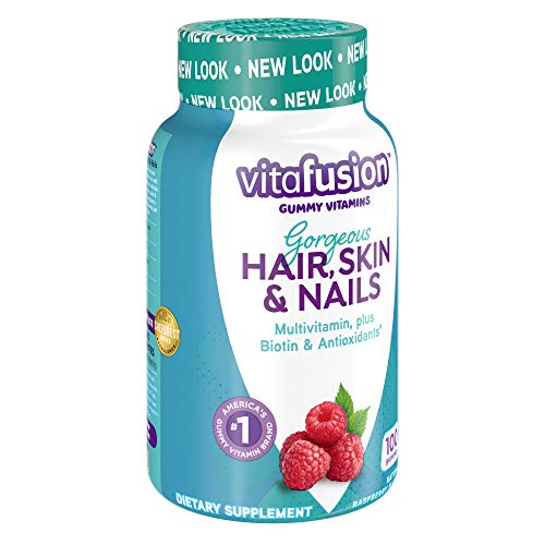 Vitafusion Gorgeous Hair, Skin Nails Multivitamin Gummy Vitamins, plus Biotin and Antioxidant vitamins CE, Raspberry Flavor, 100ct (33 day supply), from America’s Number One Gummy Vitamin Brand