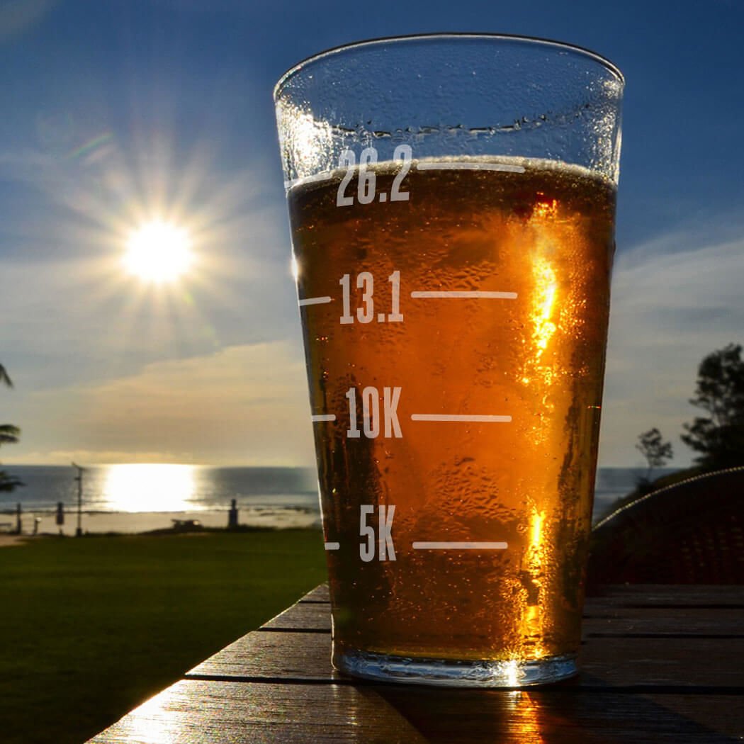 Gone For a Run Runner's Measurements Engraved Beer Pint Glass 16 oz.