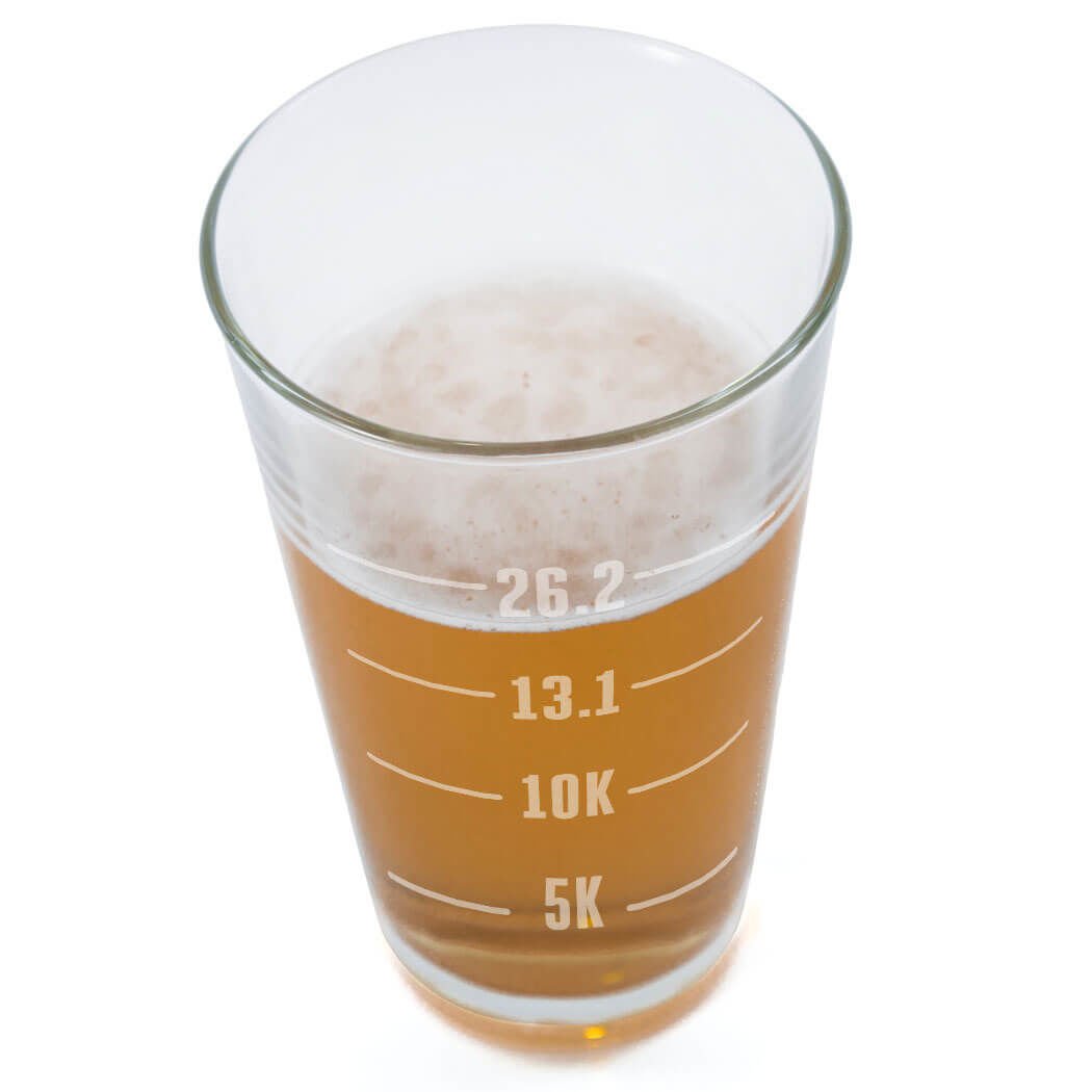 Gone For a Run Runner's Measurements Engraved Beer Pint Glass 16 oz.