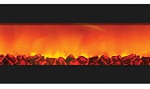 Sierra Flame Slim Wall Mount Electric Fireplace with 54" x 20" Black Glass Surround