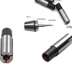 Chiloskit 6 Pics 1/4" to 1/8" Collet Chuck Driver Adapter 1/8" CNC Engraving Bit Router Converter for Engraving Lathe CNC Router Cutter Milling Bit