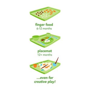 green sprouts Finger Food Platemat Spacious eating and craft area with raised edges contains messes Helps develop independent eating skills, Great for crafts, Made of silicone, Dishwasher safe