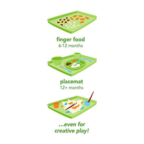 green sprouts Finger Food Platemat Spacious eating and craft area with raised edges contains messes Helps develop independent eating skills, Great for crafts, Made of silicone, Dishwasher safe