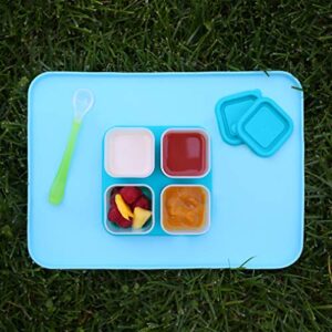 green sprouts Finger Food Platemat Spacious eating and craft area with raised edges contains messes Helps develop independent eating skills, Great for crafts, Made of silicone, Dishwasher safe