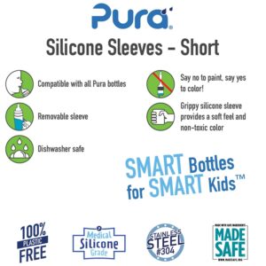 Pura Kiki Bottle Short Silicone Sleeves - Plastic-Free, Medical Grade, NonToxic, MadeSafe Certified | Adds Grip, Non-Slip, Removable | Provides Insulation for Hot & Cold Liquids | Pink