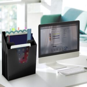 Acrimet Vertical Triple File Folder Holder Organizer (Black Color)