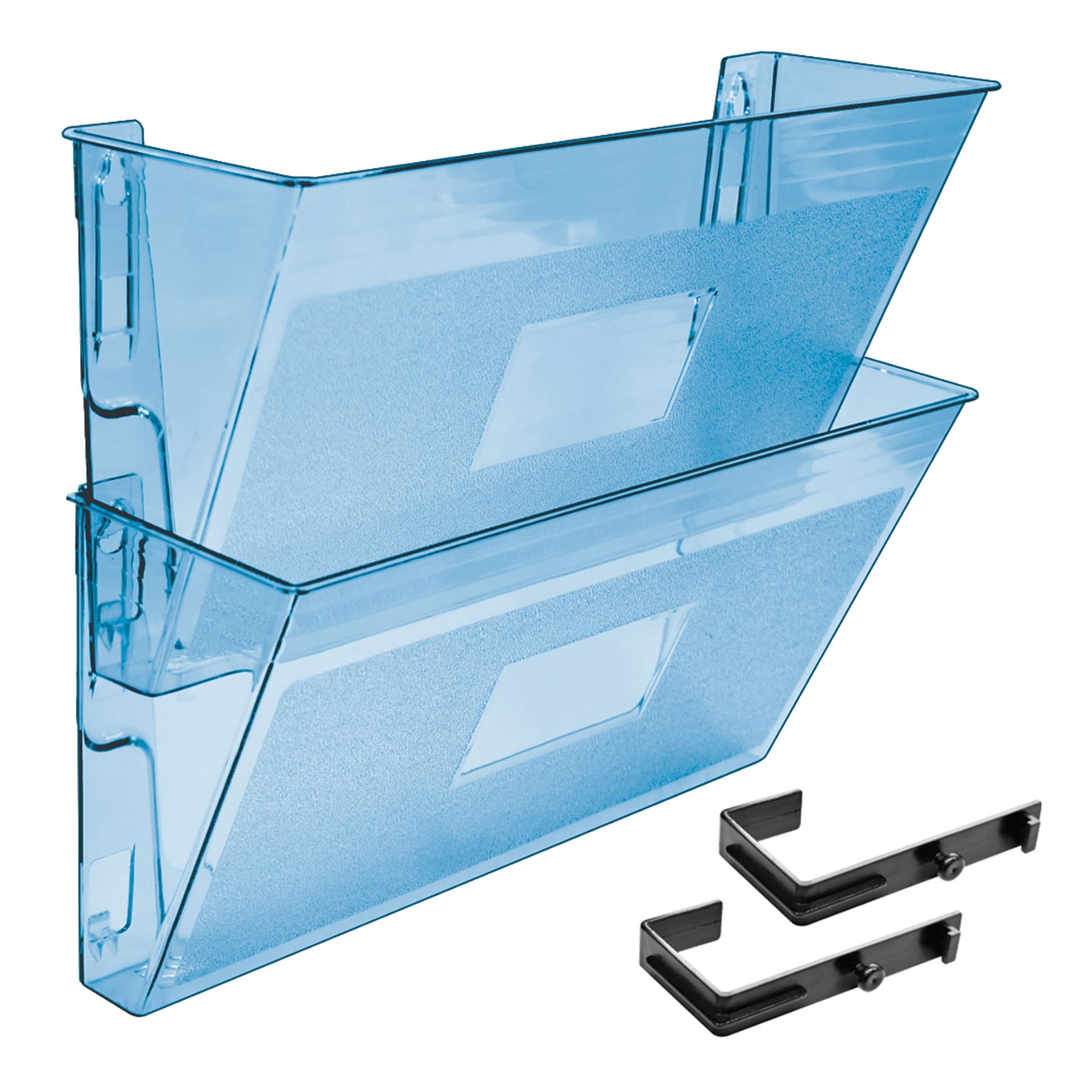 Acrimet Wall Mount Pocket File Organizer Holder (Hangers Included) (Clear Blue Color) (2 Pack)