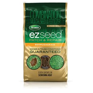 scotts ez seed patch and repair bermudagrass, 10 lb. - combination mulch, seed, and fertilizer - tackifier reduces seed wash-away - even grows in scorching heat - covers up to 225 sq. ft.