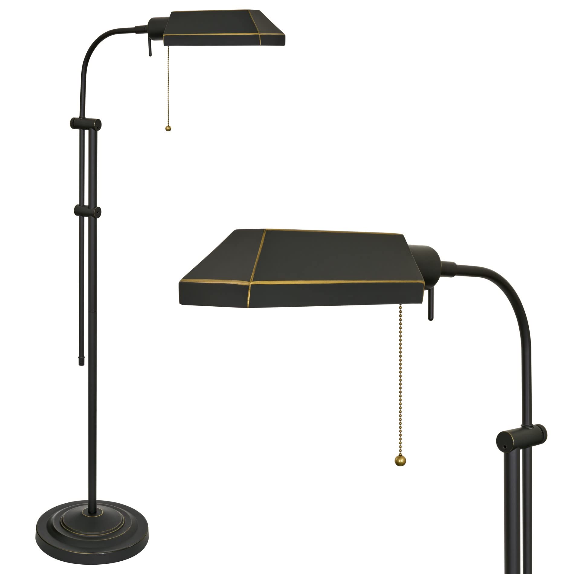 Kira Home Prescott 58" Modern Industrial Adjustable Standing Pharmacy Floor Lamp, Dark Bronze Finish, Includes 6W LED Bulb (60W eq.) Energy Efficient, Eco-Friendly, Pivot Head for Hobby/Precise Task