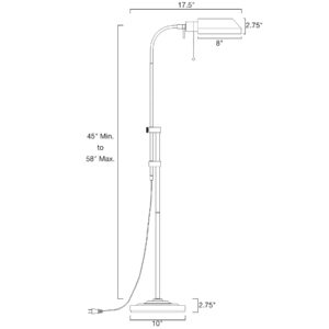 Kira Home Prescott 58" Modern Industrial Adjustable Standing Pharmacy Floor Lamp, Dark Bronze Finish, Includes 6W LED Bulb (60W eq.) Energy Efficient, Eco-Friendly, Pivot Head for Hobby/Precise Task