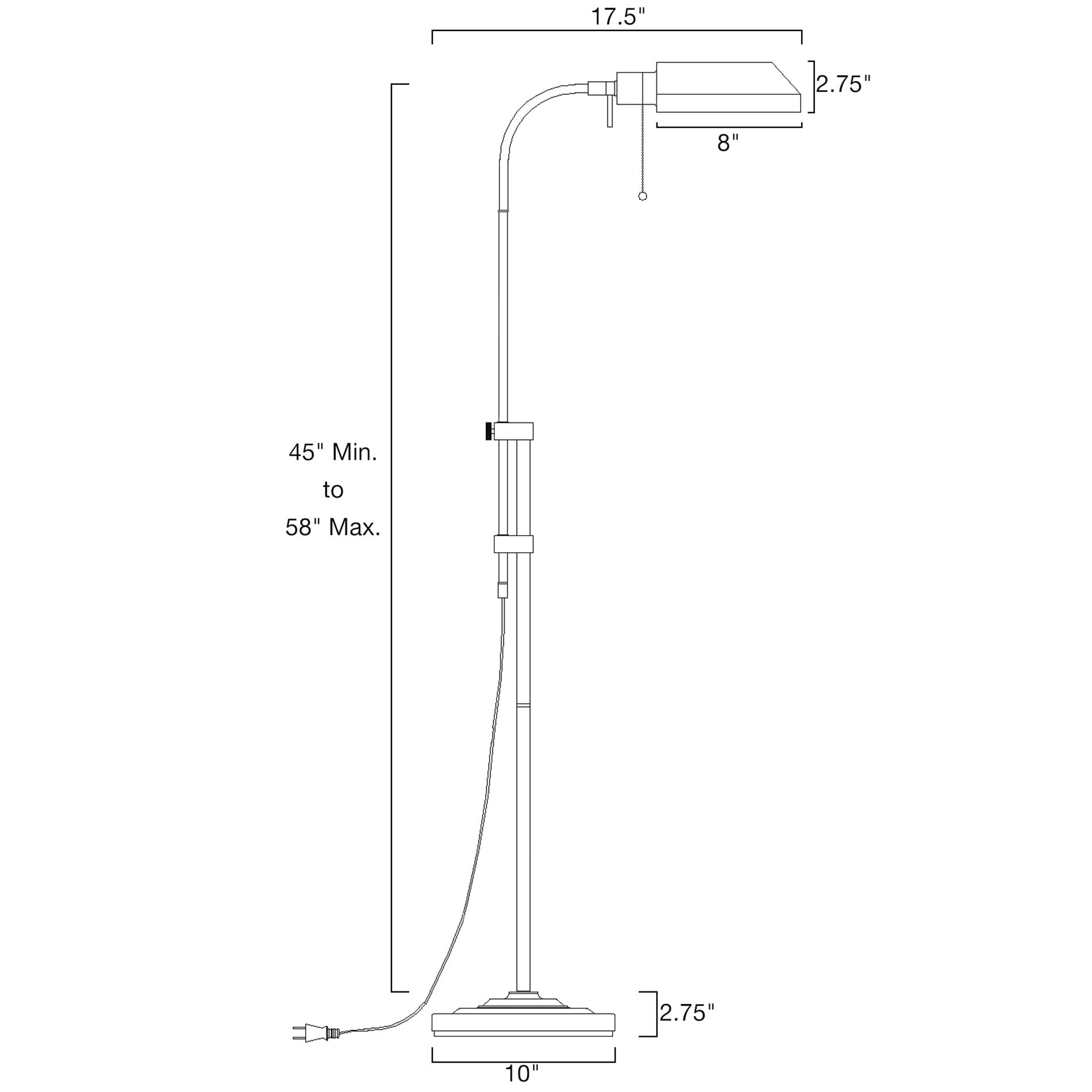 Kira Home Prescott 58" Modern Industrial Adjustable Standing Pharmacy Floor Lamp, Dark Bronze Finish, Includes 6W LED Bulb (60W eq.) Energy Efficient, Eco-Friendly, Pivot Head for Hobby/Precise Task