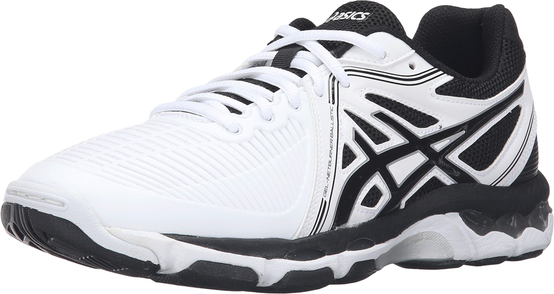 ASICS Women's Gel-Netburner Ballistic Volleyball Shoe, White/Black/Silver, 6.5 M US