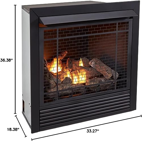 Duluth Forge Dual Fuel Ventless Gas Fireplace Insert, Remote Control, 9 Fire Logs, Use with Natural Gas or Liquid Propane, 32000 BTU, Heats up to 1500 Sq. Ft., Black