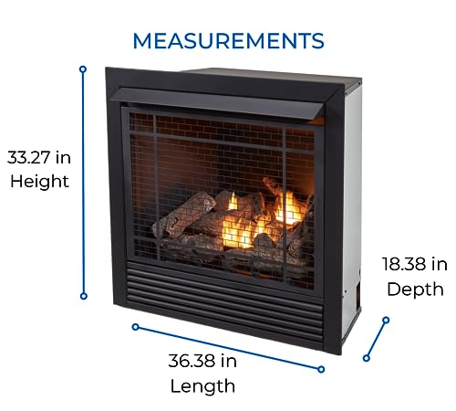 Duluth Forge Dual Fuel Ventless Gas Fireplace Insert, Remote Control, 9 Fire Logs, Use with Natural Gas or Liquid Propane, 32000 BTU, Heats up to 1500 Sq. Ft., Black