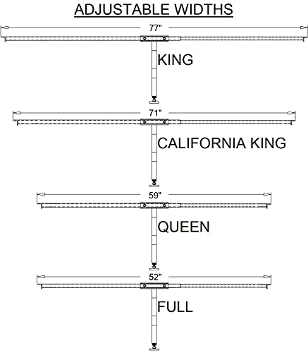 Hospitality Bed No Sag Mattress Slats - Center Support - Universal Size Adjusts from Full to Cal King