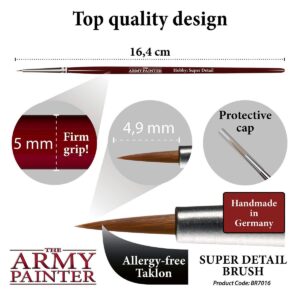 The Army Painter Hobby: Super Detail - Fine Detail Paint Brush with Synthetic Taklon Hair- Small Paint Brush, Model Paint Brush for Miniature Paint Sets & Fine Tip Paint Brushes for Miniature Painting