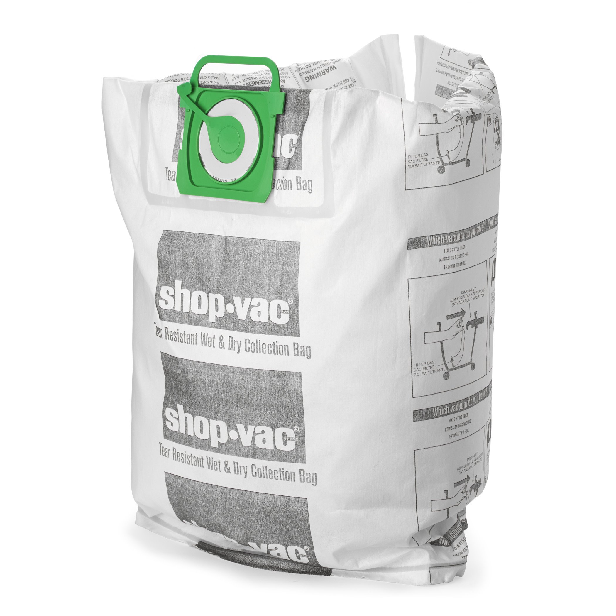 Shop-Vac 9021633 Genuine Wet/Dry Tear Resistant Collection Filter Bags, 12-20 gallon, White