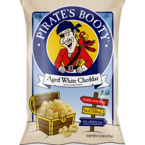 Pirate's Booty Cheese Puffs, Healthy Kids Snacks, Real Aged White Cheddar, 10oz Party Sized Bag