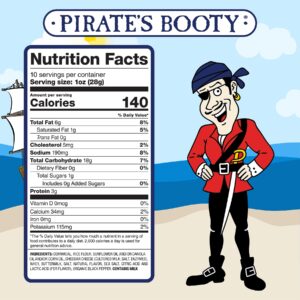 Pirate's Booty Cheese Puffs, Healthy Kids Snacks, Real Aged White Cheddar, 10oz Party Sized Bag