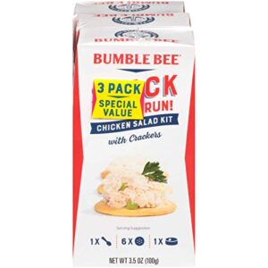 bumble bee snack on the run chicken salad with crackers kit, ready to eat, spoon included - shelf stable & convenient protein snack, 3.5 ounce (pack of 3)