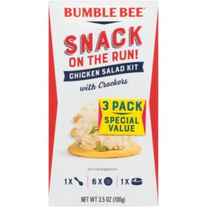 Bumble Bee Snack on the Run Chicken Salad with Crackers Kit, Ready to Eat, Spoon Included - Shelf Stable & Convenient Protein Snack, 3.5 Ounce (Pack of 3)