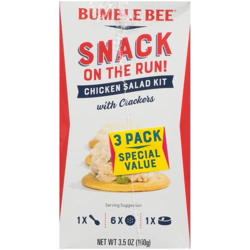 Bumble Bee Snack on the Run Chicken Salad with Crackers Kit, Ready to Eat, Spoon Included - Shelf Stable & Convenient Protein Snack, 3.5 Ounce (Pack of 3)