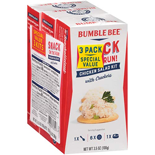 Bumble Bee Snack on the Run Chicken Salad with Crackers Kit, Ready to Eat, Spoon Included - Shelf Stable & Convenient Protein Snack, 3.5 Ounce (Pack of 3)