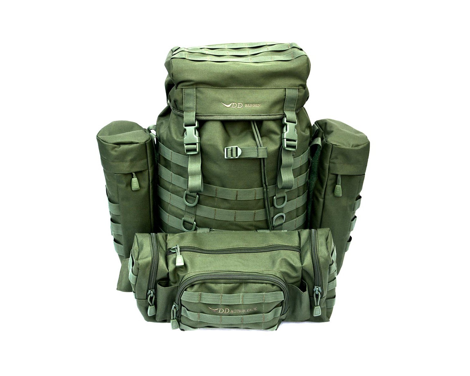 DD HAMMOCKS Bergen Rucksack - Olive Green: Hiking Backpack 55L MOLLE Compatible With Detachable Tactical Compartments For Backpacking Travel Expedition