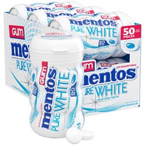 mentos pure white sugar-free chewing gum with xylitol, sweet mint, bulk, 50piece bottle (pack of 6)